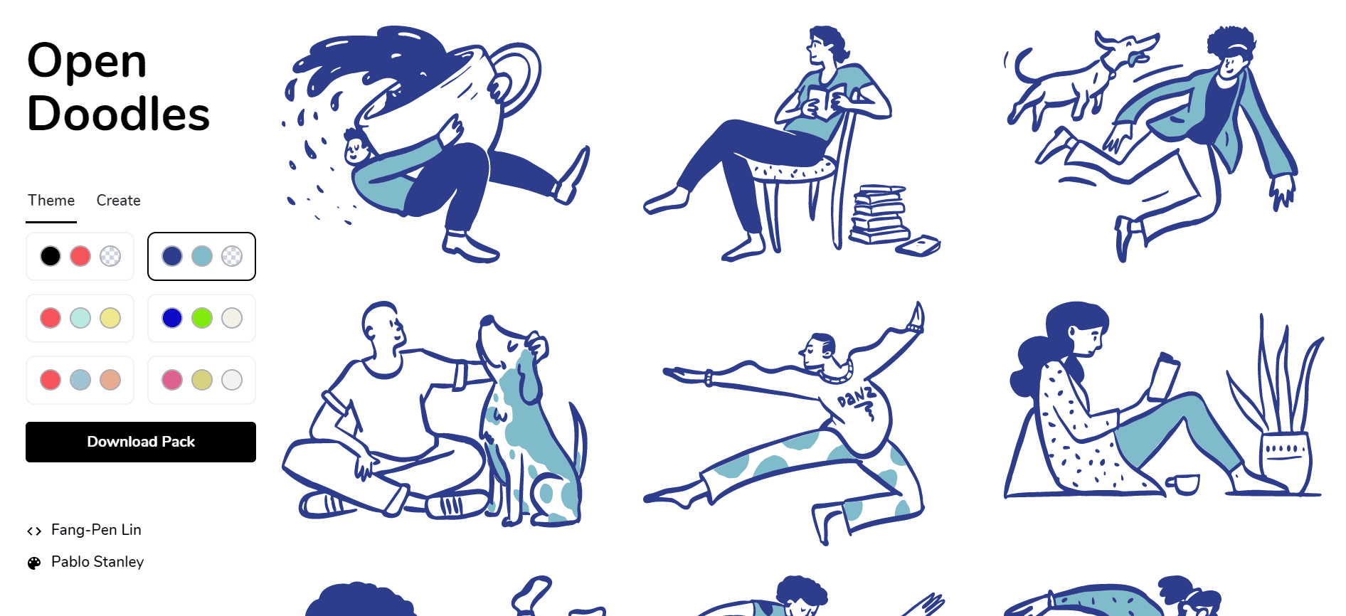 海报设计素材，Open Doodles开放免费下载手绘人物插画